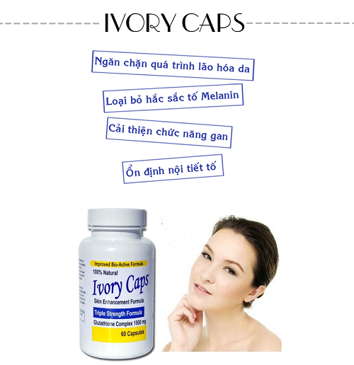 Ivory Caps Pills viên uống làm trắng da tự nhiên với Glutathione 1500mg ...